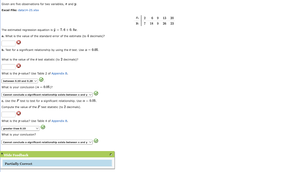 Solved Given are five observations for two variables, x and | Chegg.com