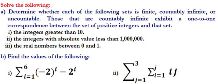 Solved Solve the following:a) ﻿Determine whether each of the | Chegg.com