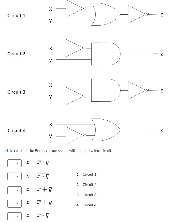 Solved Circuit 1 Circuit 2 Circuit 3 Circuit 4 Match each of | Chegg.com