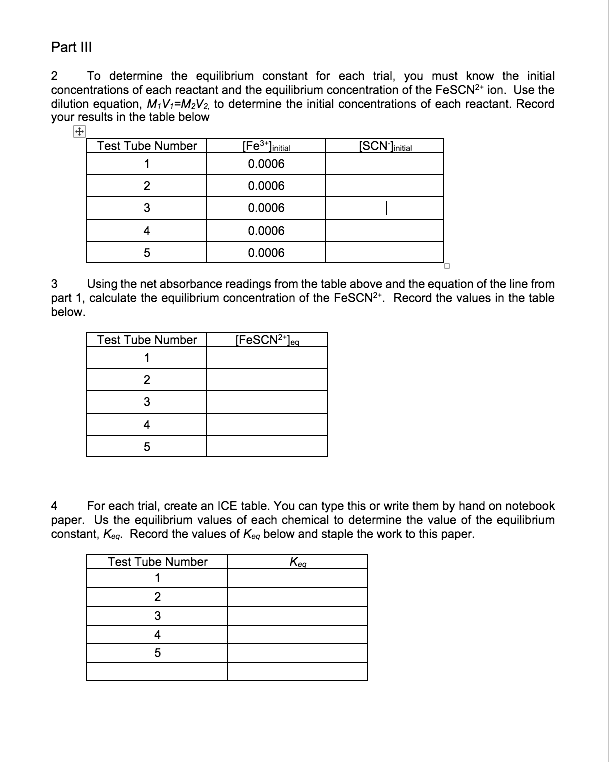 The Determination of an Equilibrium Constant | Chegg.com
