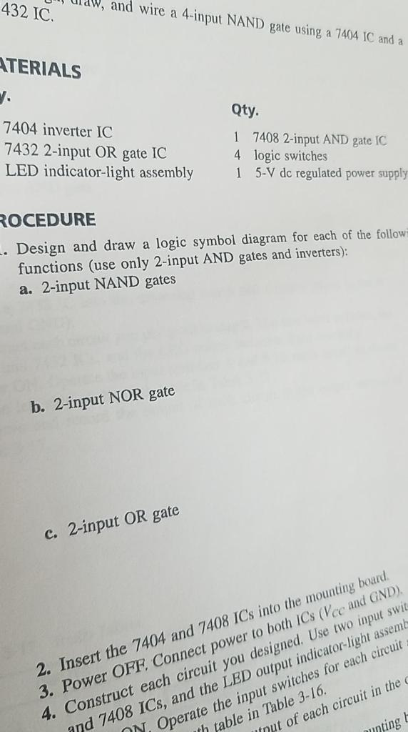 Solved 432 IC. and wire a 4-input NAND gate using a 7404 IC | Chegg.com