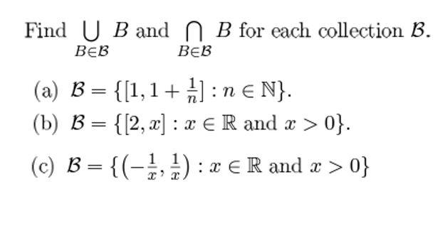 Solved Find U B and n B for each collection B. BEB BEB (a) B | Chegg.com