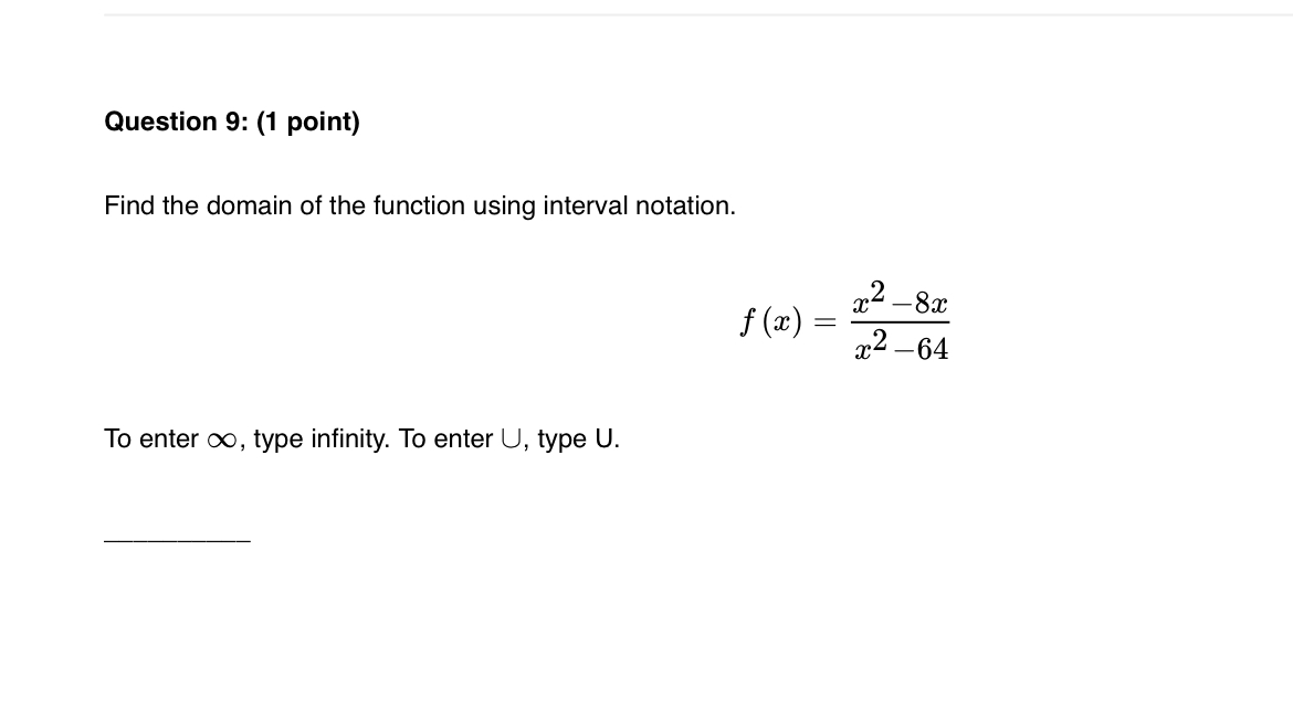 Solved Question 9 1 point Find The Domain Of The Function