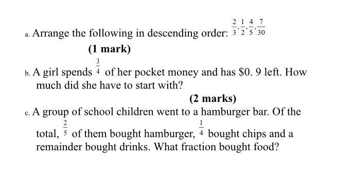 Solved 2 1 4 7 a. Arrange the following in descending order: | Chegg.com