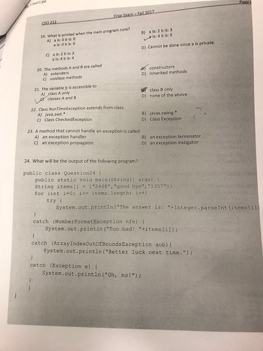 Solved Pane 19. What is printed when the main program runs? | Chegg.com