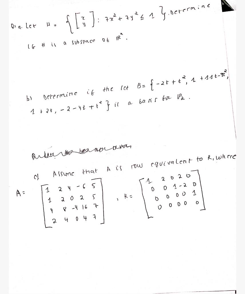 Solved hi! Need help with these linear algebra questions. | Chegg.com