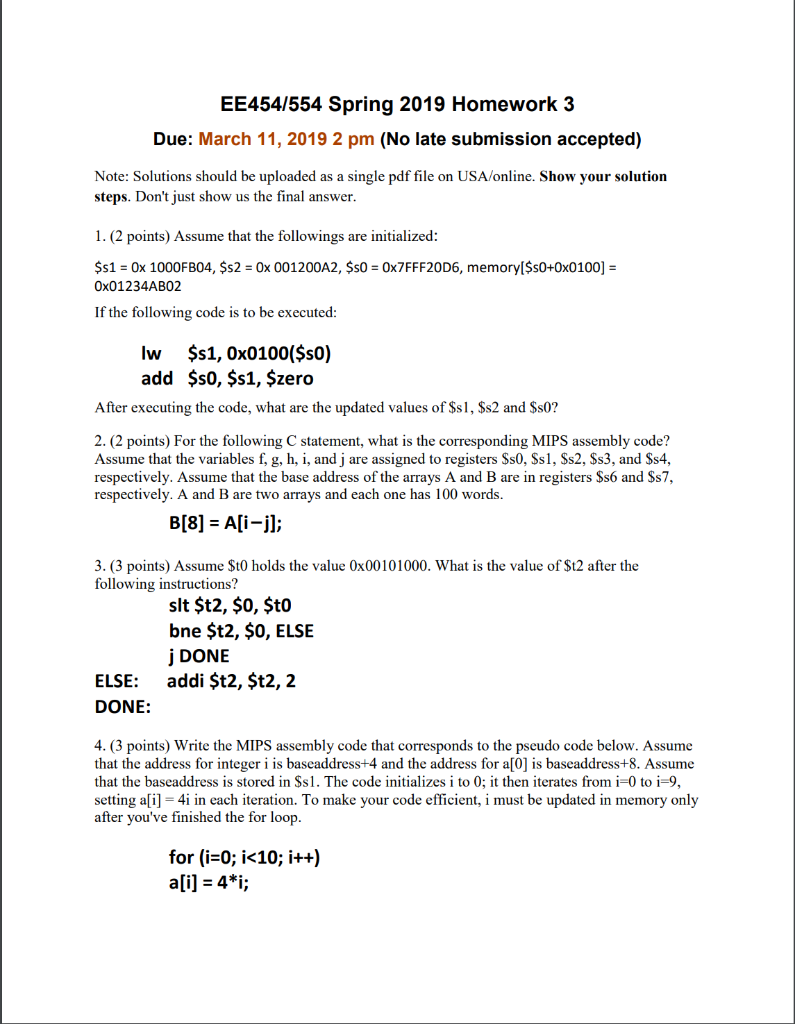 EE454/554 Spring 2019 Homework3 Due: March 11, 2019 2 | Chegg.com