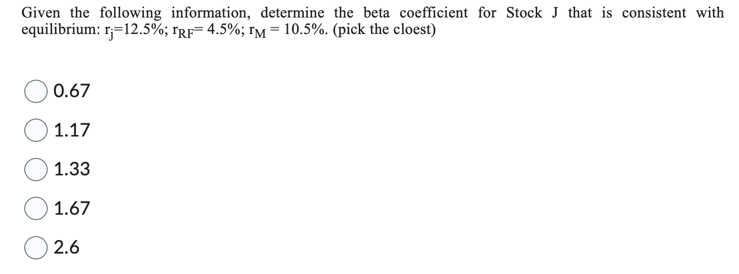 Solved Given the following information, determine the beta | Chegg.com