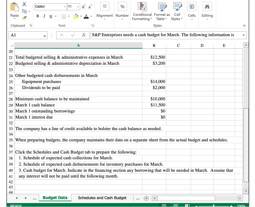 Solved 1. Prepare a sales budget, including a schedule of | Chegg.com