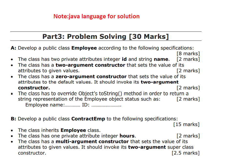Solved Note:java language for solution Part3: Problem | Chegg.com