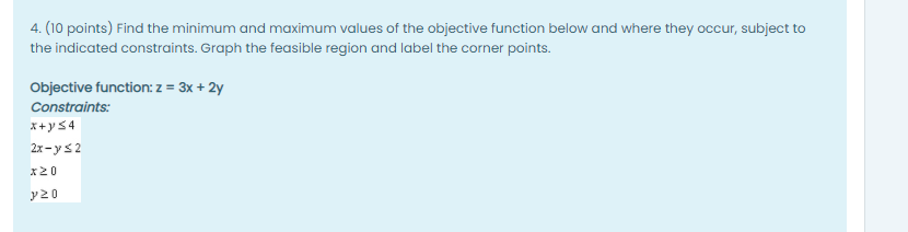 Solved 4. (10 points) Find the minimum and maximum values of | Chegg.com