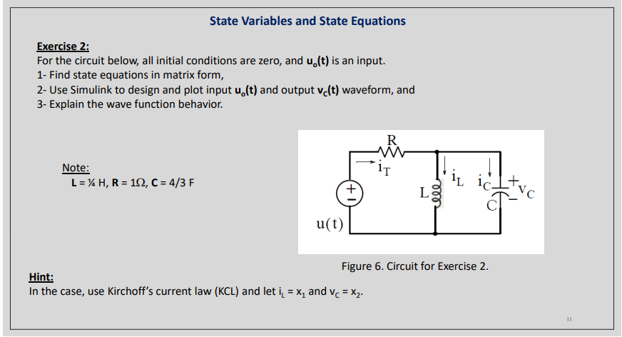 Solved State Variables and State Equations Exercise 2: For | Chegg.com