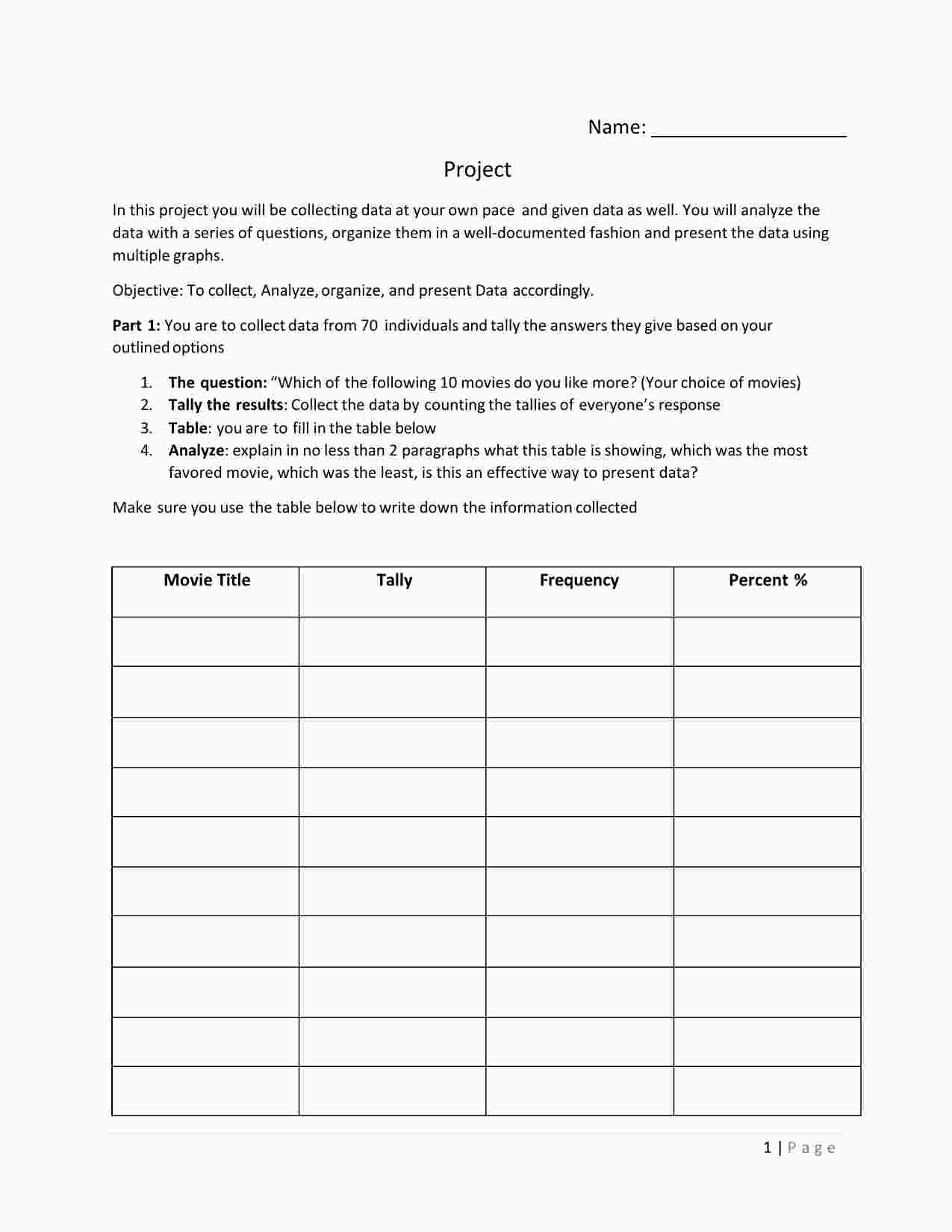 Solved In this project you will be collecting data at your | Chegg.com