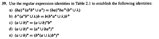 Solved Use the regular expression identities in Table 2.1 | Chegg.com