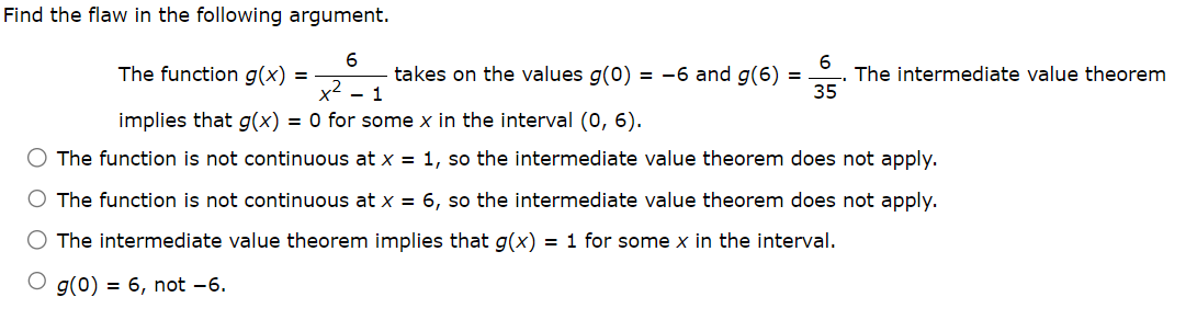 Solved Find the flaw in the following argument. The function | Chegg.com