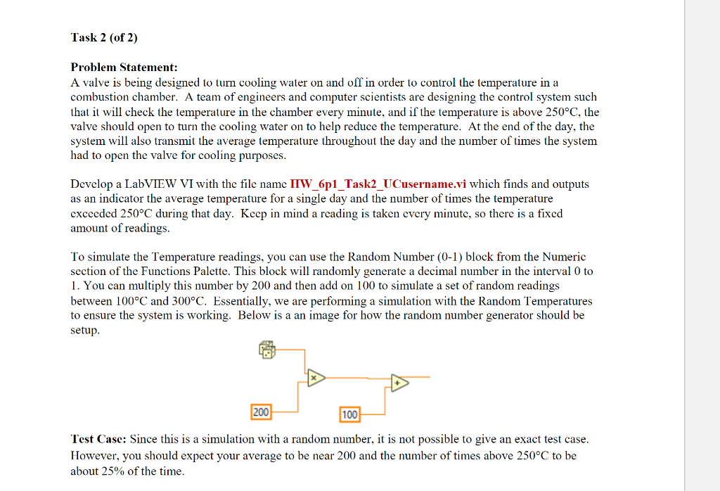 Task 2 (of 2) Problem Statement: A valve is being | Chegg.com