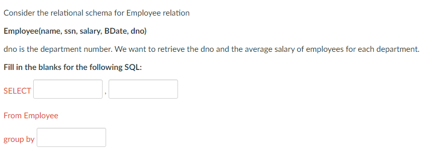 Solved Consider the relational schema for Employee relation | Chegg.com