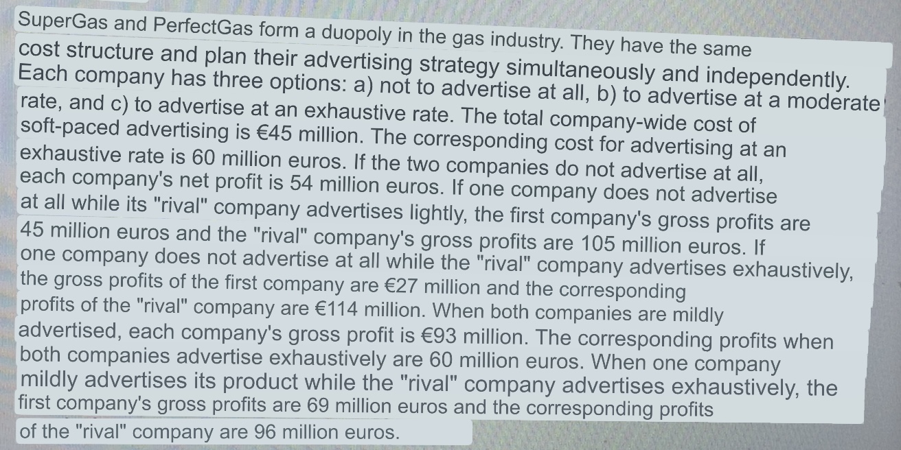 SuperGas and PerfectGas form a duopoly in the gas | Chegg.com