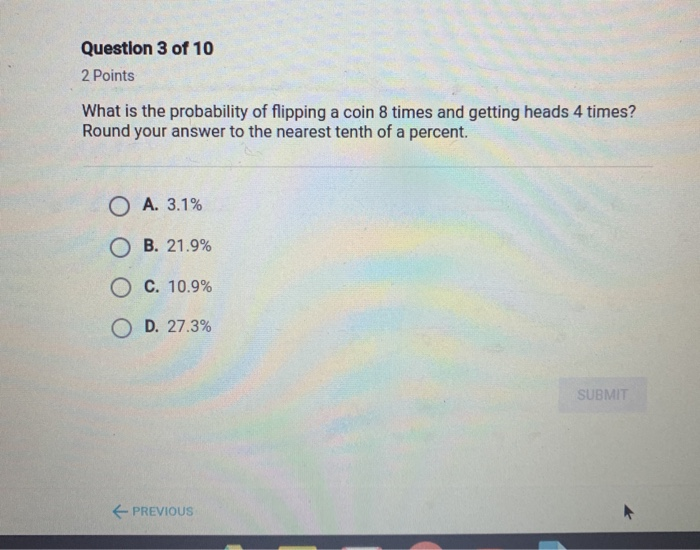 Solved What is the probability of flipping a coin 8 times | Chegg.com