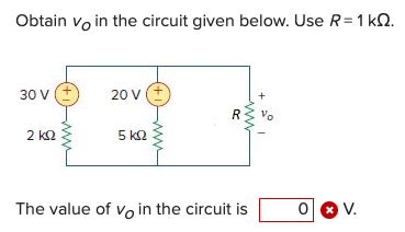 Solved Obtain vo in the circuit given below. Use R = 1 kΩ. | Chegg.com