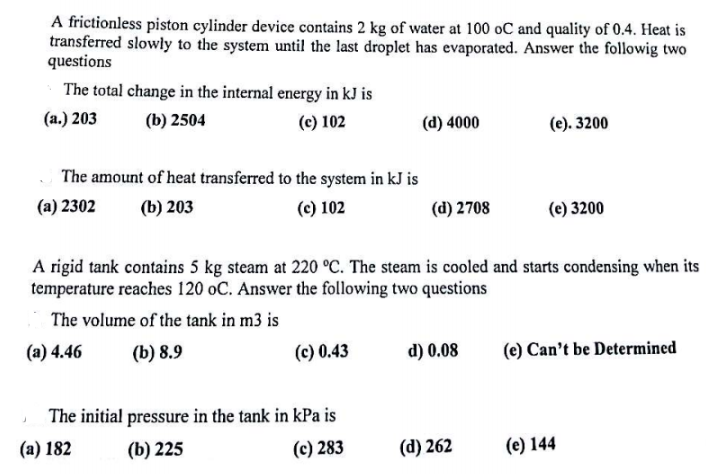 Solved A frictionless piston cylinder device contains 2 kg | Chegg.com