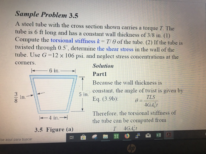 Solved Sample Problem 3.5 A steel tube with the cross | Chegg.com