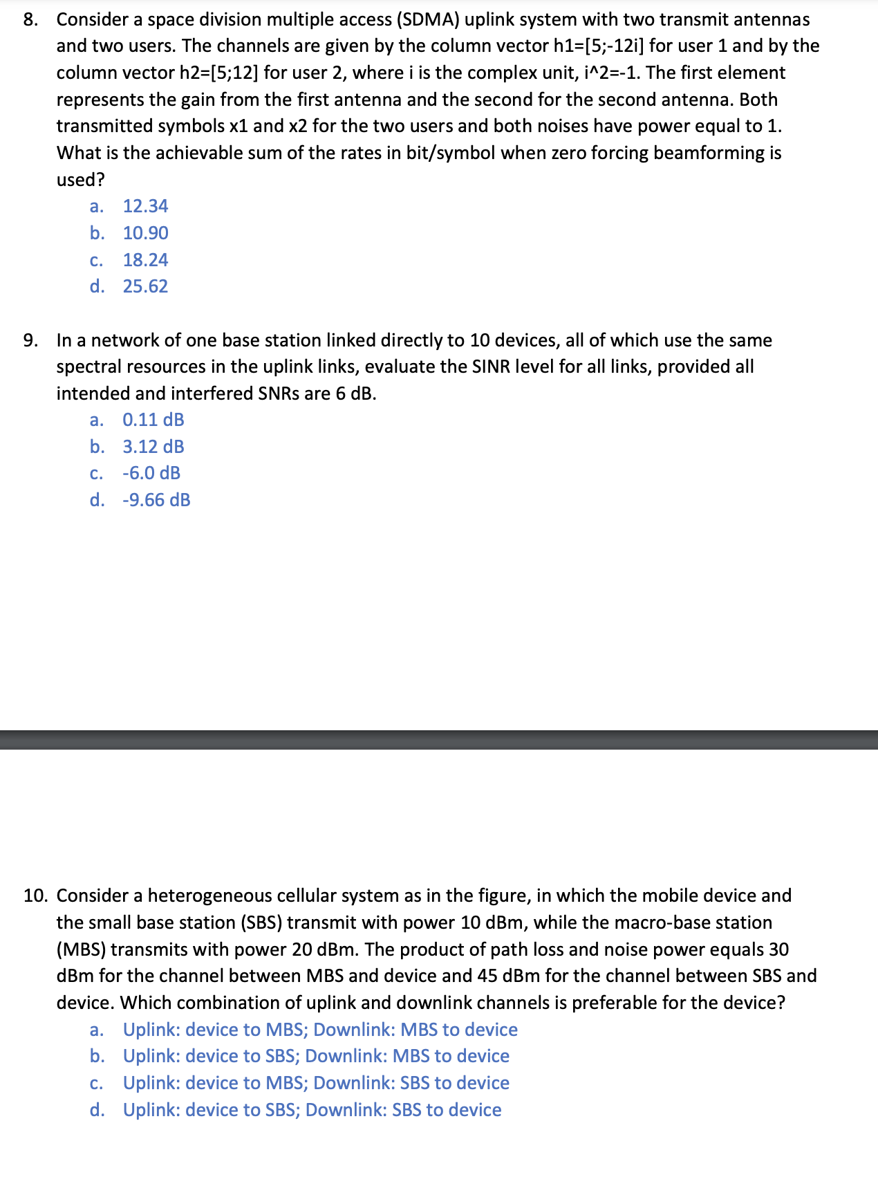 Solved 8. Consider a space division multiple access (SDMA) | Chegg.com