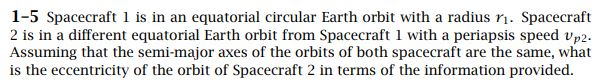 Solved 1-5 Spacecraft 1 is in an equatorial circular Earth | Chegg.com