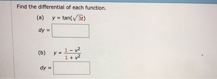 Solved Find the differential of each function. (a) | Chegg.com