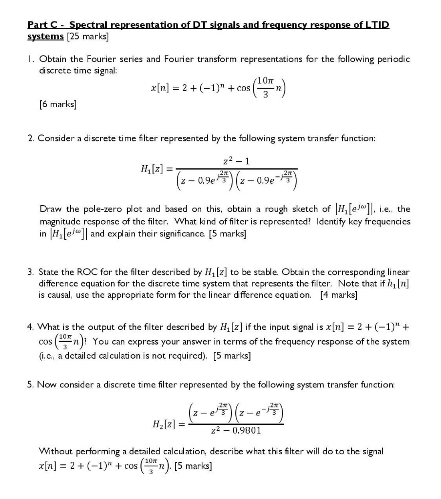 Solved Part C - Spectral representation of DT signals and | Chegg.com