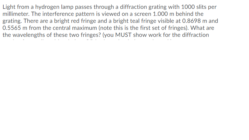 Solved Light from a hydrogen lamp passes through a | Chegg.com