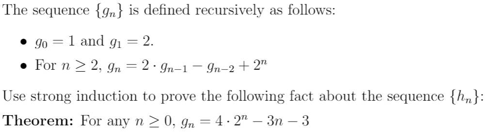 Solved The sequence {9n} is defined recursively as follows: | Chegg.com