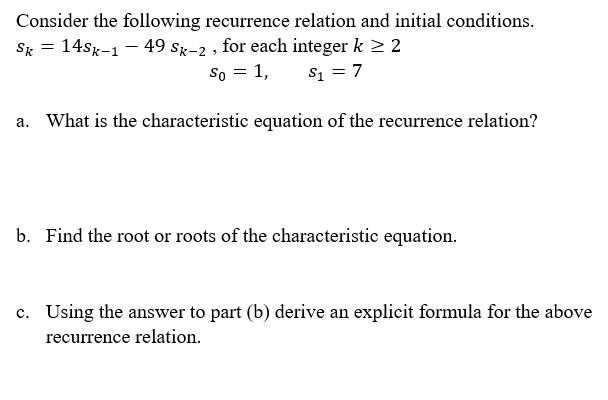 Solved Consider the following recurrence relation and | Chegg.com