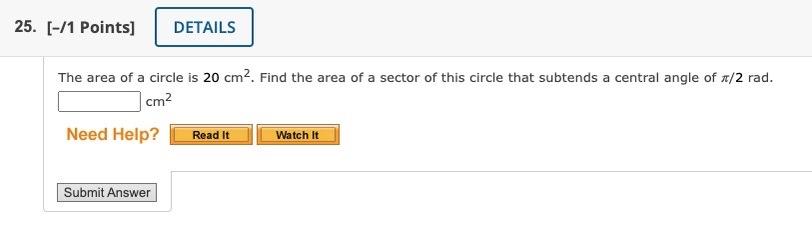 Solved The area of a circle is 20 cm2. Find the area of a | Chegg.com