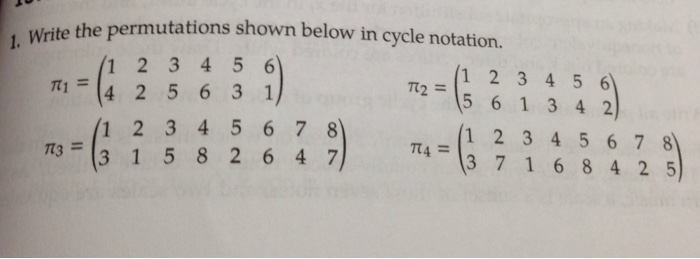 Solved Write the permutations shown below in cycle notation. | Chegg.com