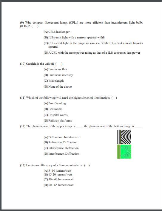 Solved (9) Why compact fluorescent lamps (CFLs) are more | Chegg.com