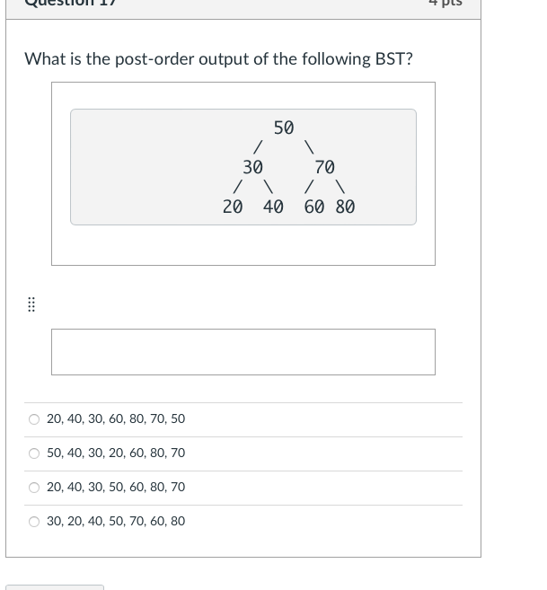Solved What is the post-order output of the following BST? | Chegg.com