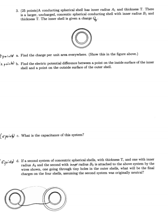 Solved 3. (25 points)A conducting spherical shell has inner | Chegg.com