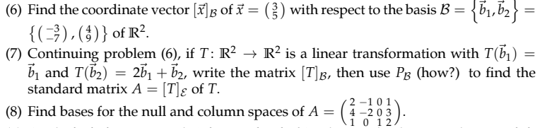 Solved (6) Find the coordinate vector [x]B of x=(35) with | Chegg.com
