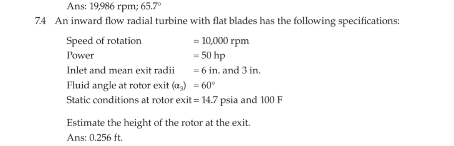 Solved An inward flow radial turbine with flat blades has | Chegg.com