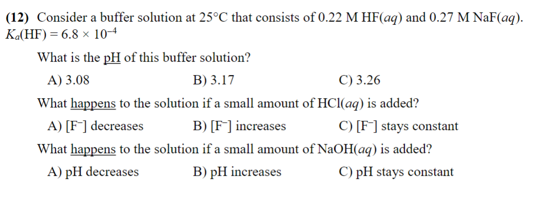 Solved (12) ﻿Consider a buffer solution at 25°C ﻿that | Chegg.com