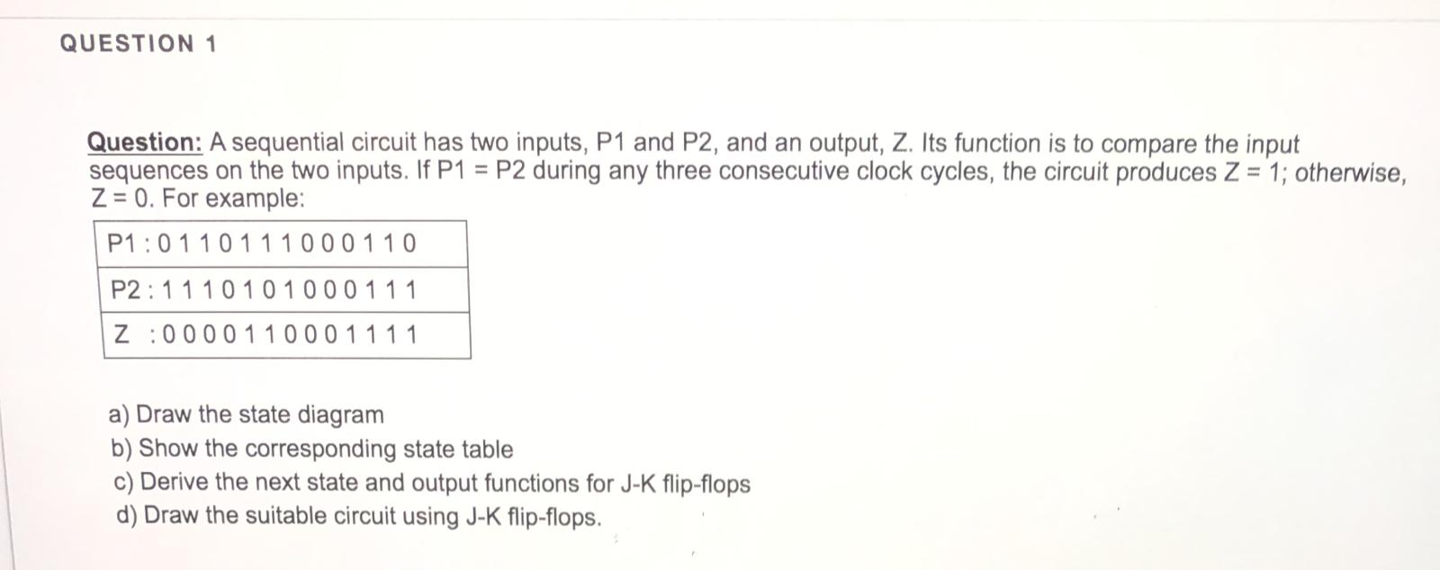 Solved QUESTION 1 Question: A sequential circuit has two | Chegg.com
