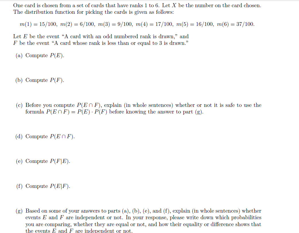 Solved One card is chosen from a set of cards that have | Chegg.com