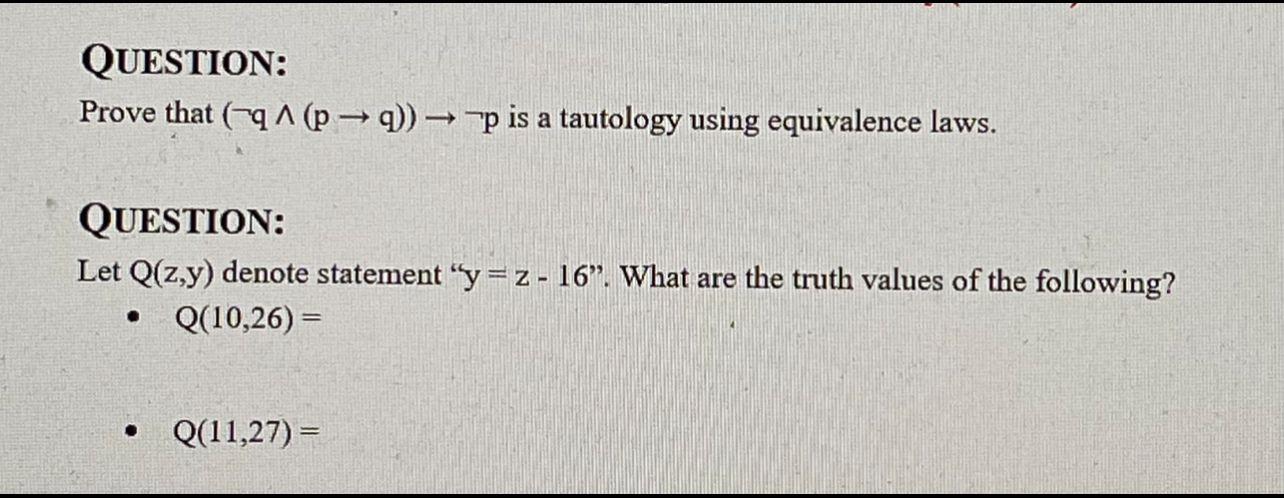 Solved QUESTION: Prove that (4^( p- )) p is a tautology | Chegg.com