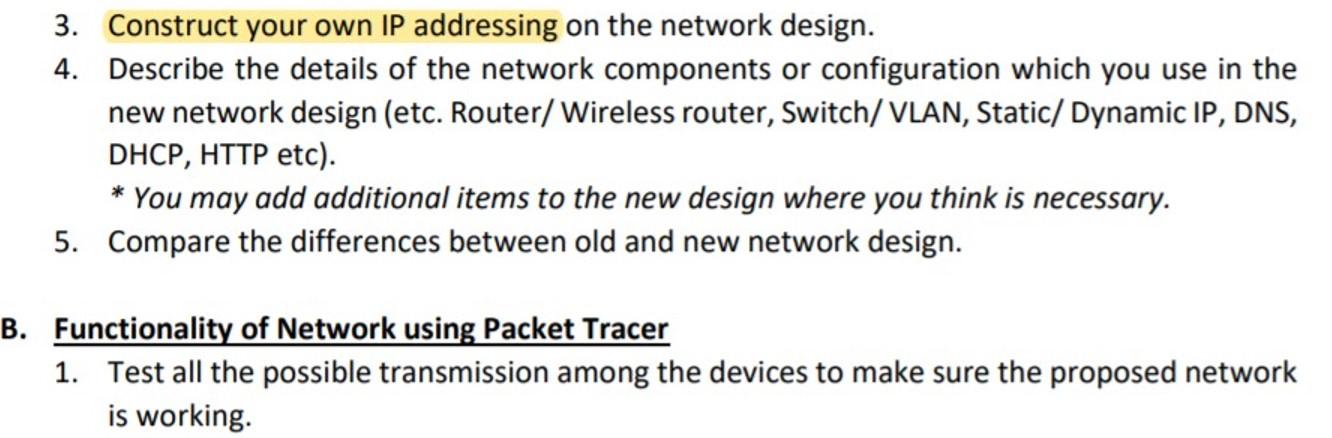 Solved 3. Construct your own IP addressing on the network | Chegg.com