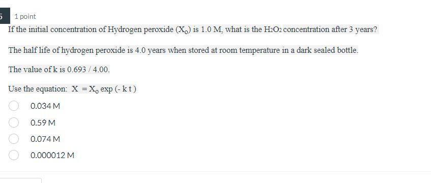 Solved If the initial concentration of Hydrogen peroxide | Chegg.com