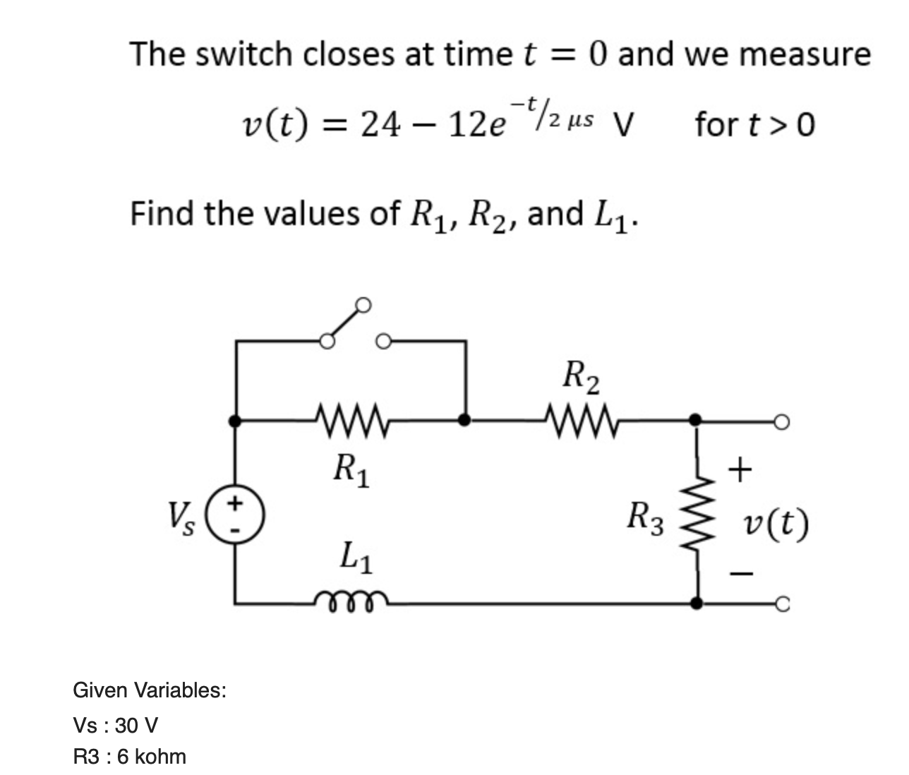 Solved The switch closes at time t=0 ﻿and we | Chegg.com