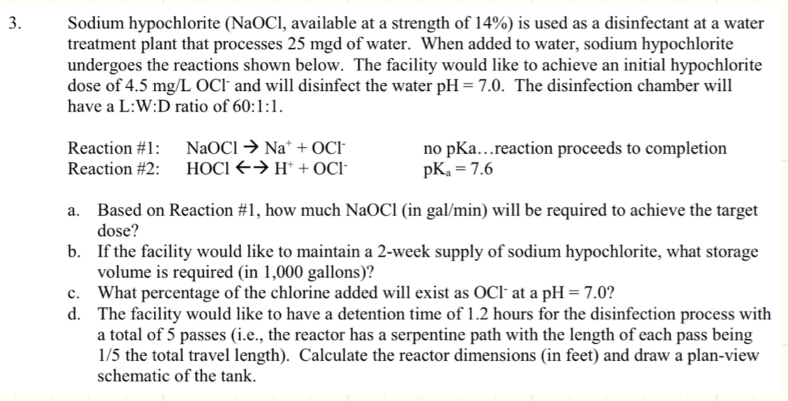 Solved Sodium hypochlorite (NaOCl, available at a strength | Chegg.com