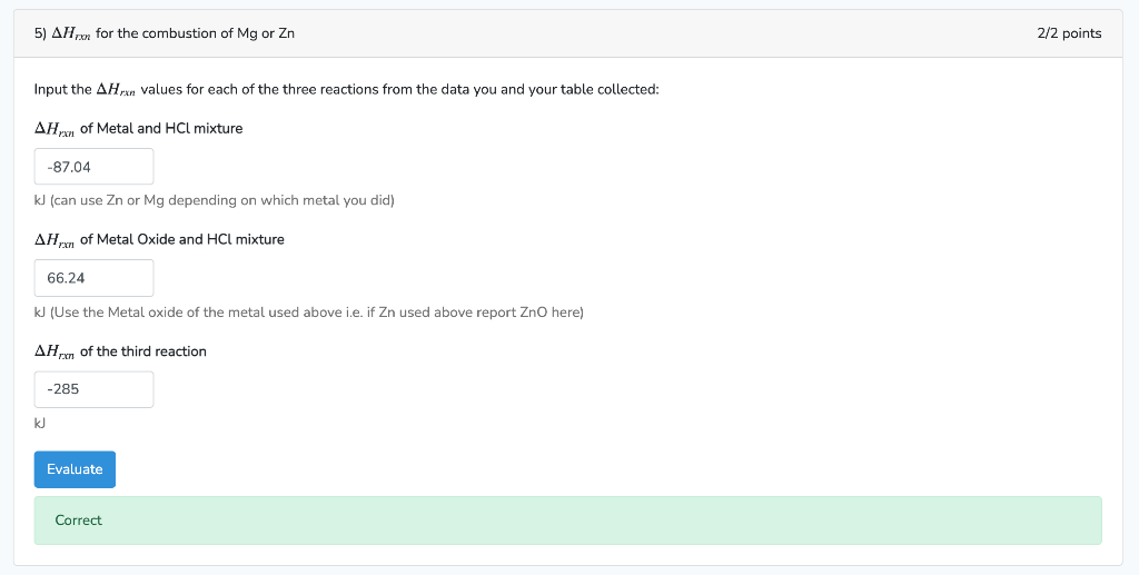 Solved Calculate AH rxn (For the trial used above) AHrxn for | Chegg.com