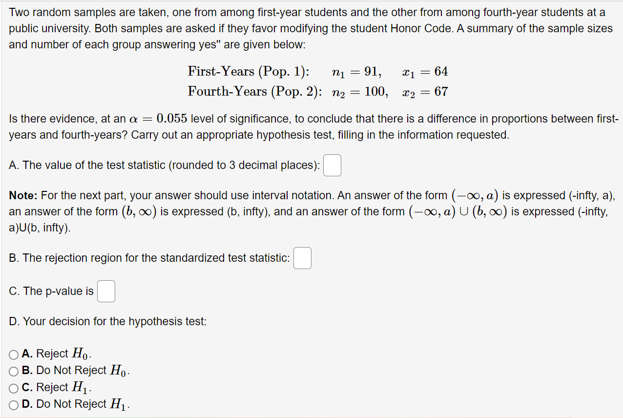 Solved Two random samples are taken, one from among | Chegg.com